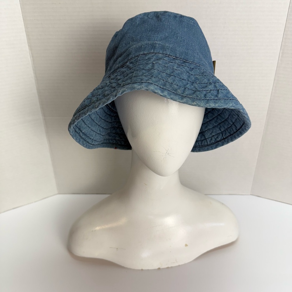 Vintage Columbia Blue Denim Bucket Hat Linen And Cott… - Gem